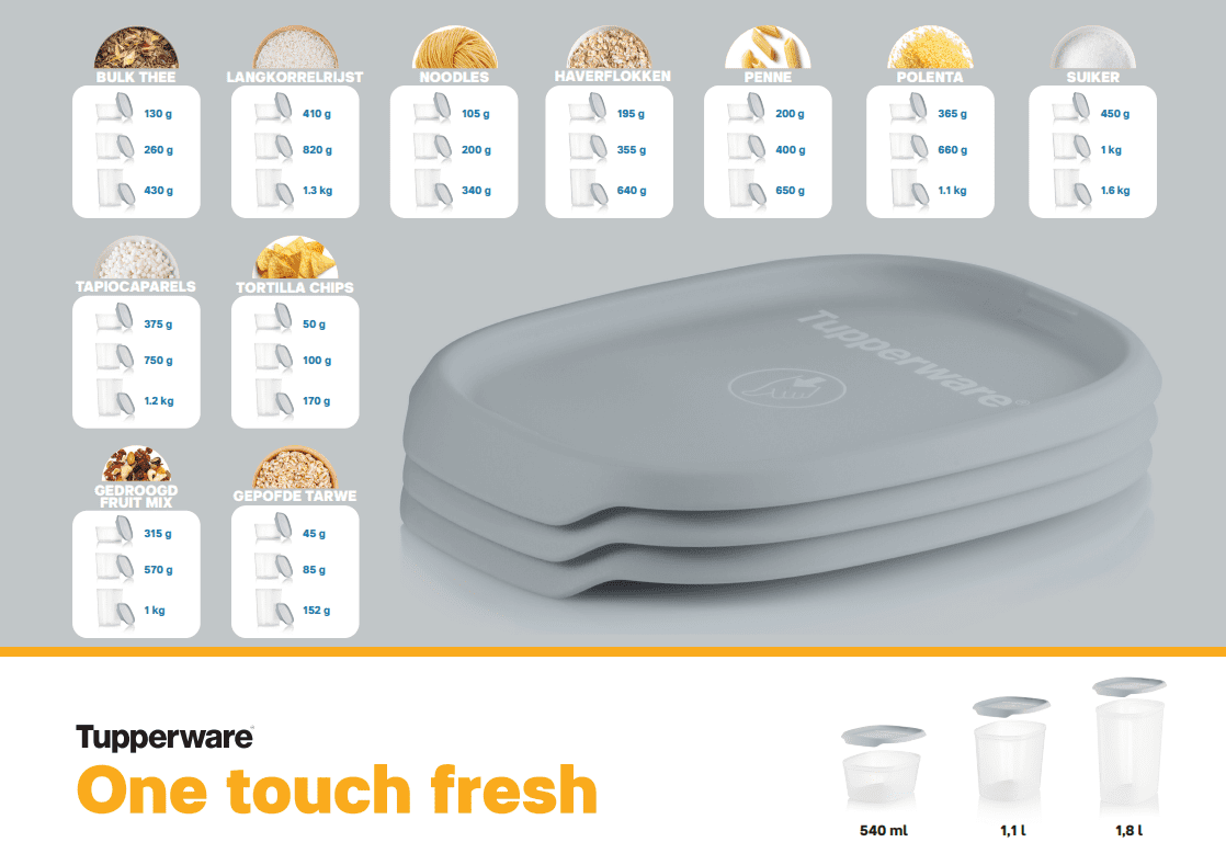 Koop de One Touch Fresh ovaal grijs 1.1 liter bij Tuppershop.nl